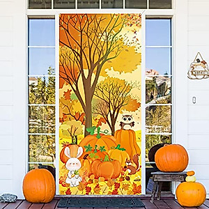 Fall Door Cover Thanksgiving Door Decoration Autumn Banner Harvest Backdrop 78 x 35.4 Inches