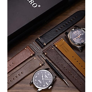 REZERO Quick Release Watch Band, Top Grain Leather Watch Straps, Italian Calfskin Watchbands Replacement 18mm 19mm 20mm 21mm 22mm 23mm 24mm for Men, Women