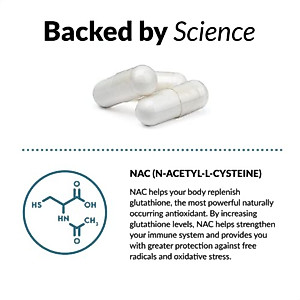 FORCE FACTOR NAC 600 mg, N-Acetyl Cysteine for Liver Health, Immune Support & Antioxidant Production, Clinically Studied Dose, 200 Servings
