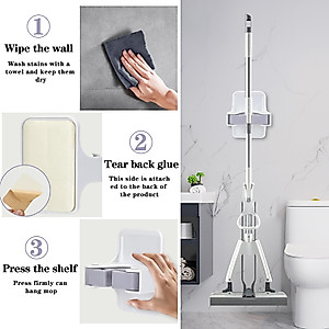 Thidawang Broom Holder Wall Mount Broom Hanger Wall Mount Laundry Room Organization Mop Holder Wall Mount Camper Must Haves Home Organization Broom and Mop Organizer Wall Hanging (White)