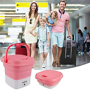 Portable washing Machine,Foldable Mini Washing Machine, Small Washer for Baby Clothes, Underwear or Small Items, Apartment, Dorm, Camping, RV Travel laundry- Gift Choice (Pink)