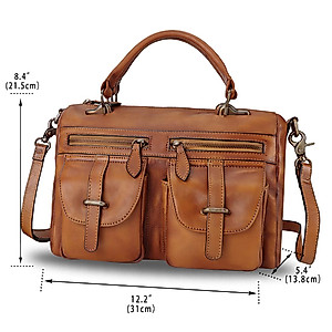 IVTG Genuine Leather Satchel Purse for Women Vintage Handmade Top Handle Bag Crossbody Handbag (Brown)
