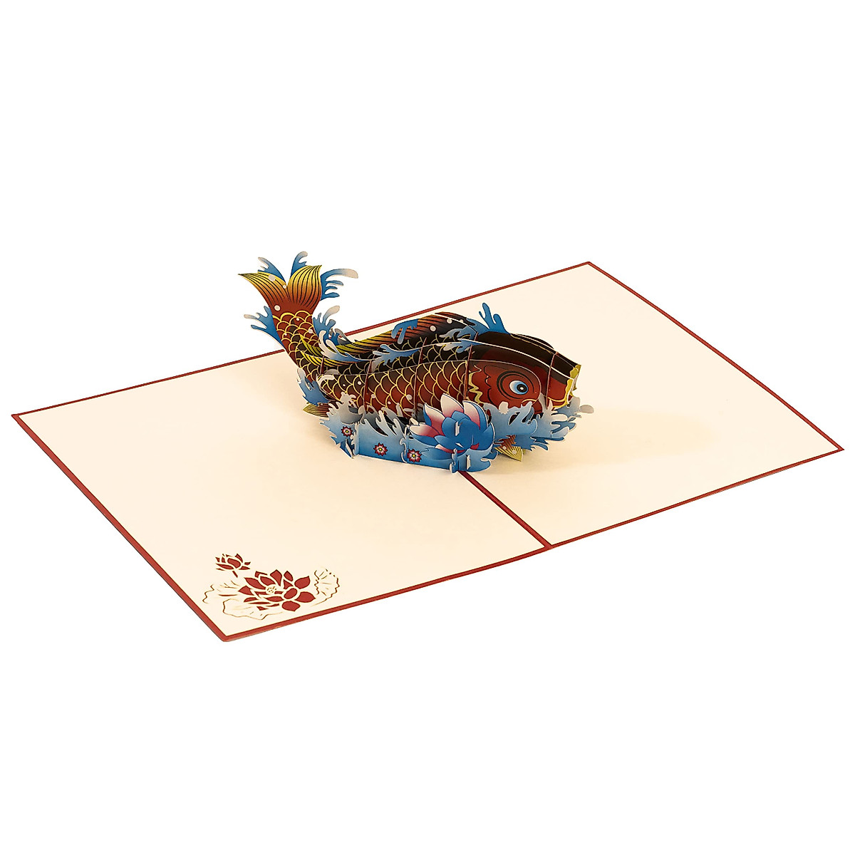 iGifts And Cards Lucky Red Koi Fish 3D Pop Up Greeting Card – Mother’s Day Gift, Unique Nature Inspired Birthday Party, Thank You Card With Fish, Big Retirement Present, 6x8