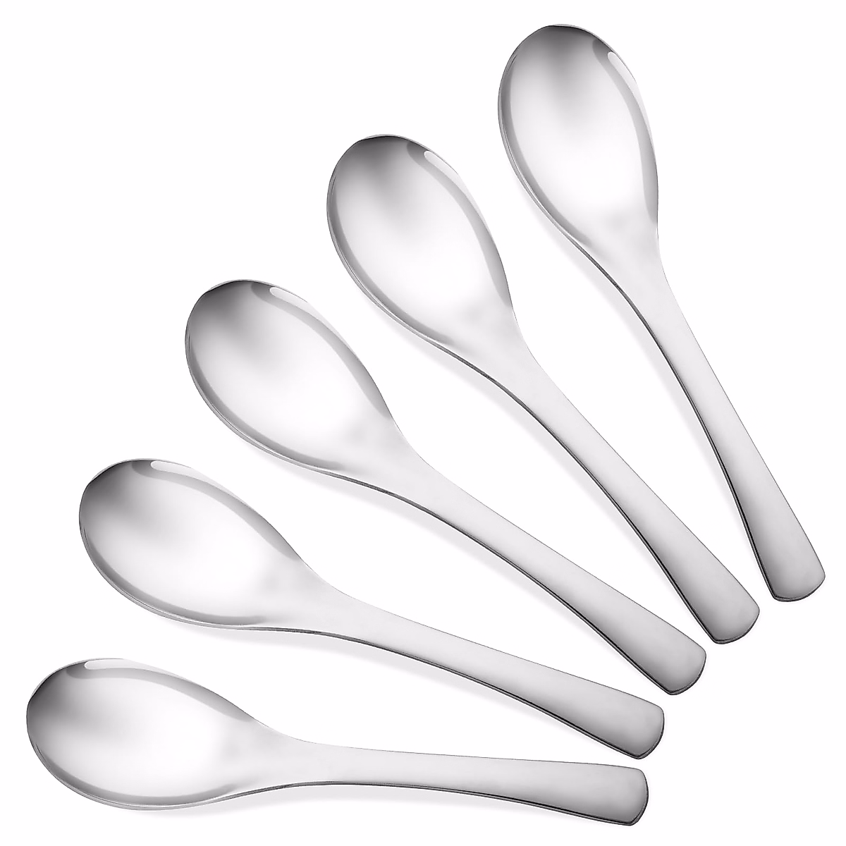Soup Spoons High Grade Stainless Steel Soup Spoons, neheewin Table Spoons Thick Heavy-weight Ladle Spoons, Dishwasher Safe (Set of 5)