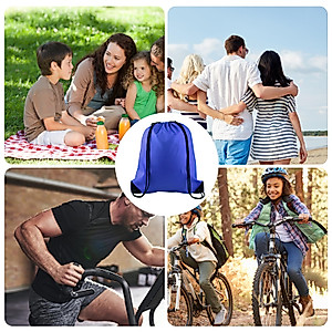 KUUQA 2 Pcs Drawstring Backpack Bags Sports Cinch Sack String Backpack Storage Bags for School Gym Traveling (Blue)