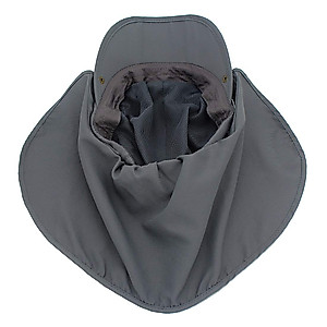 LLmoway Men Fishing Hat with Ear and Neck Flap Outdoor Sun Protection Cap with Foldable Bill Grey