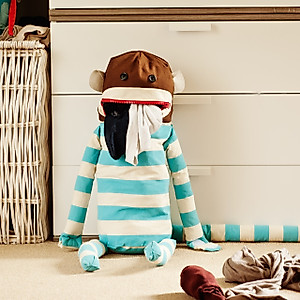 SUCK UK Sock Monkey Laundry Bag and Hanging Washing Basket with Velcro Hands, Multicolor