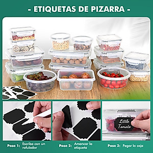 48PCS Food Storage Containers with Lids Airtight (24 Easy Snap Lids +24 Airtight Containers), Leakproof & BPA-Free Plastic Kitchen Organization Set for Lunch, Meal Prep with Free Labels & Marker