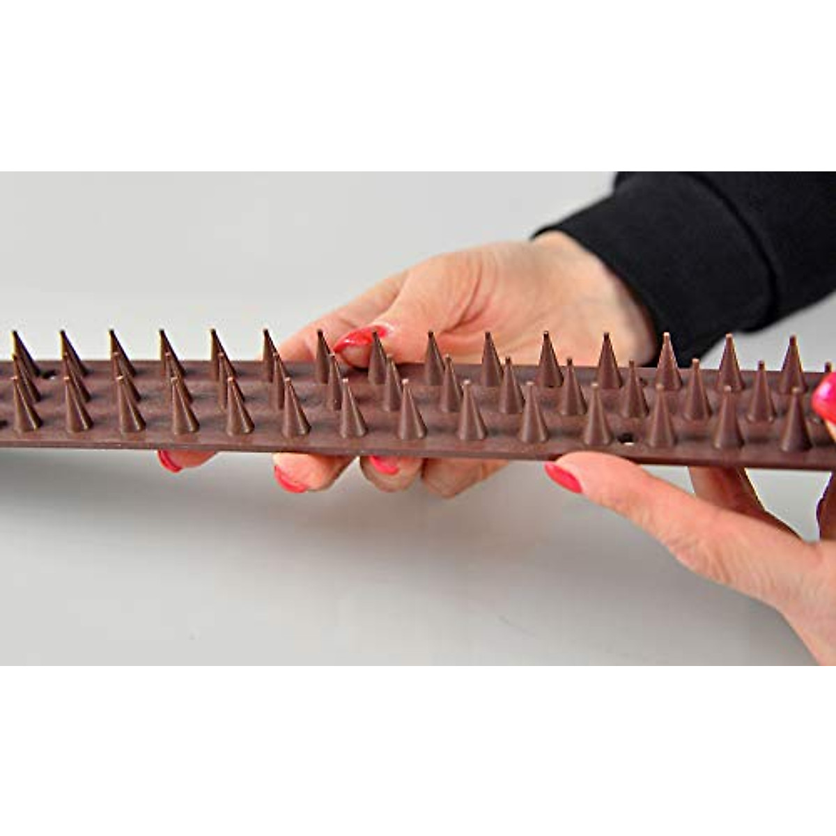 Home-X 6 Pcs Plastic Anti Cat or Bird, Keep Off Pigeon, Squirrel, Woodpecker & More Outdoor Spikes, Woodpecker, Cats, and Raccoons, Anti-Climb, Brown, Each 19 ½ " L x 1 7/8 ” W