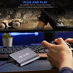PyleUsa Capture Card - Full HD 1080p 4K HDMI-to-USB Audio-Video Via DSLR Camcorder Action Cam, Ultra Low Latency, Record to Computer for Gaming, Streaming, Conference or Live Broadcasting - PLINK1