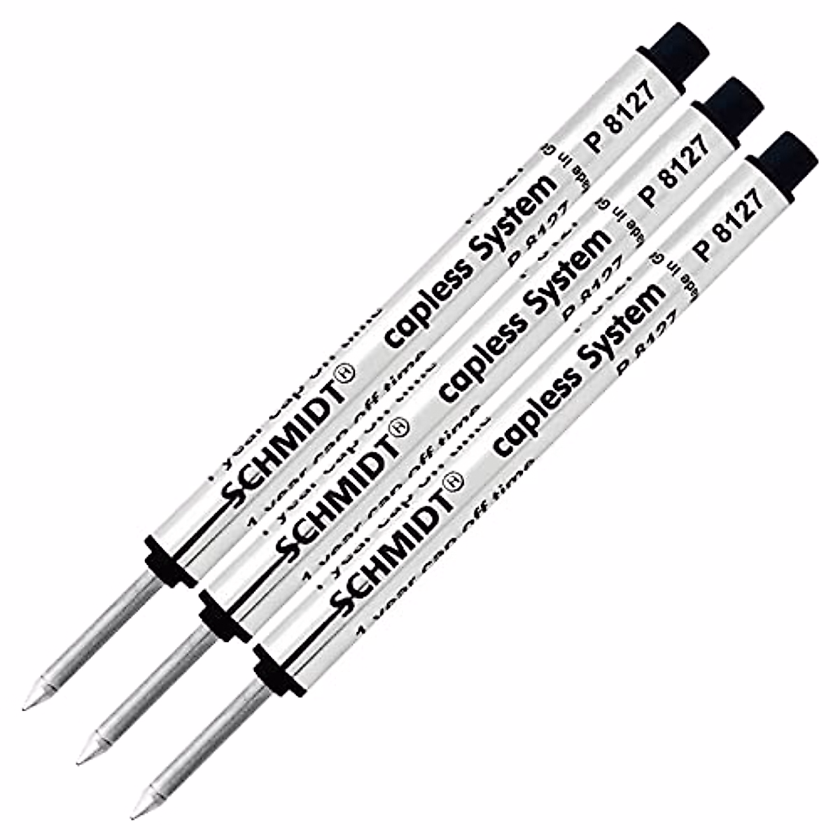 SCHMIDT 3 Pack P8127 Short Capless Rollerball - Black Ink