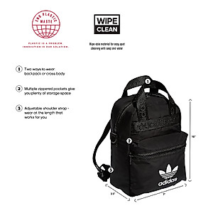 adidas Originals Micro Backpack Small Mini Travel Bag, Black/White, One Size