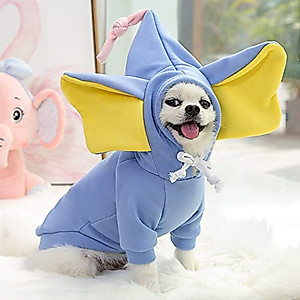 HDKUW Dogs Hoodie, Sweatshirt Fruit Warm Coat Sweater, Cold Weather Costume for Puppy Small Medium Dog (M, Blue Elephant)