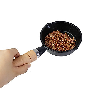 Geesatis 2 Pcs Mini Cast Iron Skillet Small Skillets Frying Pans for Baked Cookie, Eggs, Wooden Handles