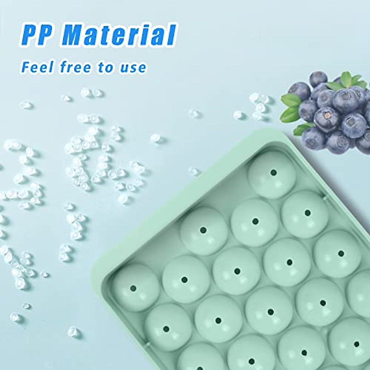 ZUJOE Ice Cube Tray, Ice Trays for Freezer With Lid and Bin Circle Ice Cube Mold Maker Round Ice Mold Cooling Cocktails, Whiskey, Tea, Coffee(3 Pack ice trays)