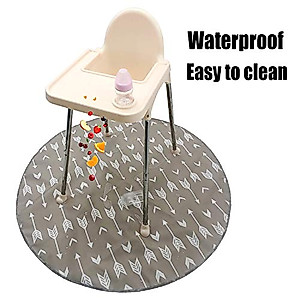 51" Multi-Purpose Waterproof Baby Splat Mat for Under High Chiar, Portable Play Mat for Toddler, Non-Slip Floor Splash Mat and Table Cloth (Beige Arrow)