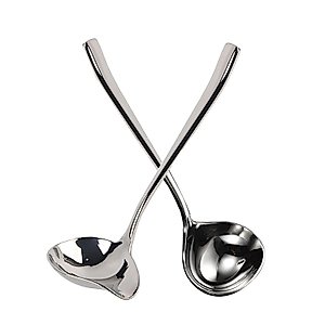 Generic Stainless Steel Small Sauce Ladle, With Pouring Spout Gravy ladle, for Salad dressing and dressings, 7.4Inches 2 Pieces Dishwasher Safe