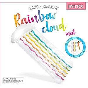 Intex Rainbow Cloud Mat Inflatable Outdoor Floating Swimming Pool Lounger Float Toy with Headrest