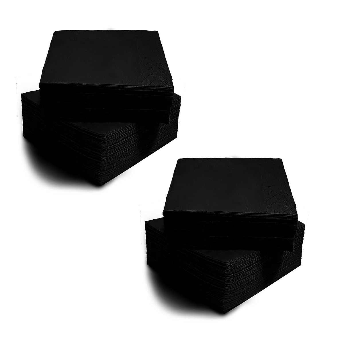 2 Ply Beverage Napkins Disposable Four Fold Cocktails Paper Napkins 9.8" X 9.8" unfolded for Party (200, Black)