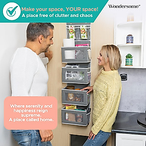 Wondersome Over the Door Organizer - Clear Mesh Window Hanging Storage Rack - Closet/Wall Organization for Bedroom, Bathroom, Kids Room - Space Saving Shelves for Clothes, Shoe, Towel - US-Based Brand