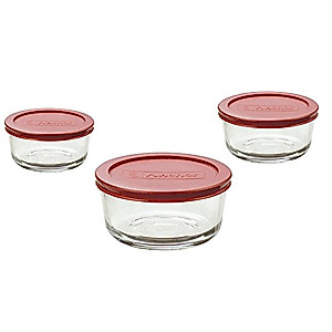 Anchor Hocking Classic Glass Food Storage Containers with Lids, Red, 6-Piece Set, Model Number: