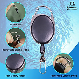 Lakebellen 4 in 1 Fly Line Clippers with Hook Sharpener File and Fishing Fast Knot Tyer with Split Rings Opener, Zinger Retractor, Magnetic Cap Clips, Upper Bait Aid Tools 4 pcs Combo for Anglers