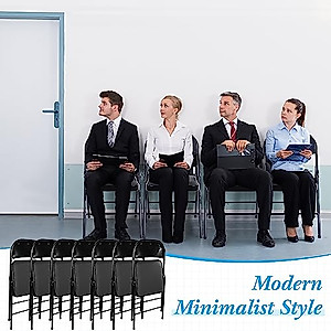 7 Pack Black Metal Folding Chair with Large Padded Seats Foldable Comfortable Event Chair with Steel Frame Metal Stackable Chairs for Outdoor Events Office Wedding Party, 330lbs Capacity