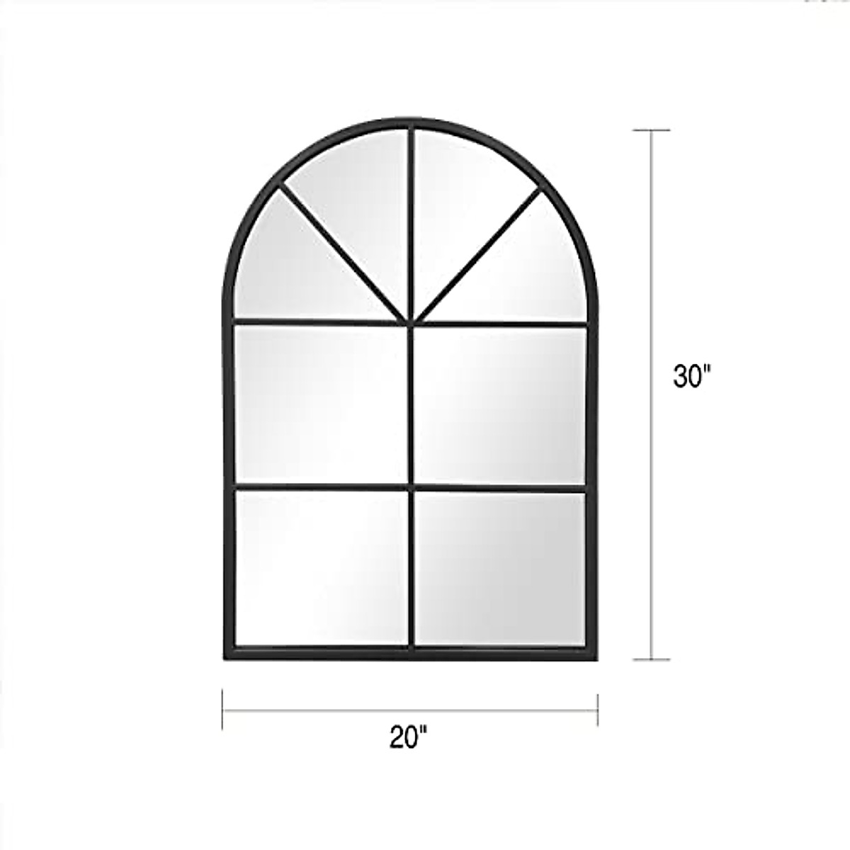 OGCAU Wall Mounted Mirror, Arched Wall Mirror, 20"x30" Arched Window Mirror, Farmhouse Window Mirror with Iron Frame, Mirror Wall Decor for Bedroom, Entryway, Living Room (Black)