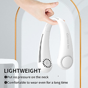 CuFun Portable Neck Fan, Hands Free USB Rechargeable Bladeless Fan, Mini Personal Neck Fan with Long-lasting Battery, 360° Cooling, Super Quiet, 3 Speeds for Outdoor & Indoor, White