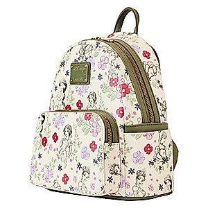 Loungefly Disney Princesses Sketch Floral All Over Print Womens Double Strap Shoulder Bag Purse