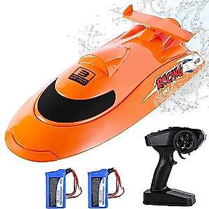 UJIKHSD RC Boat with 180° One-Button Rollover, 30KM/H, Self Righting Remote Control Boat for Pools & Lakes,2.4GHz Racing Boats, Pool Toys for Kids, Radio Controlled Watercraft