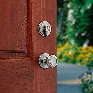 Kwikset 800CEXCN 15 SMT CP Chelsea Single Cylinder Handle set with Cameron Knob Featuring SmartKey, Satin Nickel
