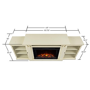 Real Flame Distressed White 8720E-DSW Tracey Grand Entertainment with Electric Fireplace, Large