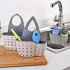 Kitchen Sponge Holder, Kitchen Sink Organizer, Sink Caddy, Sink Tray Drainer Rack, Brush Soap Towel Holder (Beige)