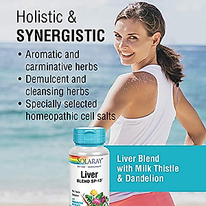 SOLARAY Liver Blend SP-13 | Healthy Liver & Kidney Support with Milk Thistle, Dandelion, Artichoke Leaf, Kelp, Peppermint Aerial & More | 100 VegCaps