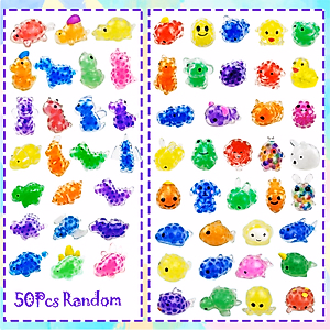50Pcs Mini Stress Balls, Random Kawaii Squishies Bulk, Classroom Prizes, Party Favors, Birthday Gifts, Goodie Bag Stuffers,Easter Basket Stuffers