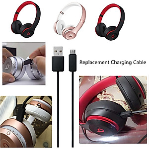 Aquelo Replacement Micro USB Charger Cable Cord Compatible with Beats Studio 3 Studio 2 Solo 3 Solo 2 Powerbeats 2 Powerbeats 3 Wireless Headphones Earphones (Black)