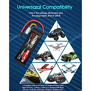 HOOVO 11.1V 3S LiPo Battery 5200mAh 60C with Tr Plug for RC Car RC Truck Airplane Helicopter Boat Car Racing RC Hobby, 2 Packs