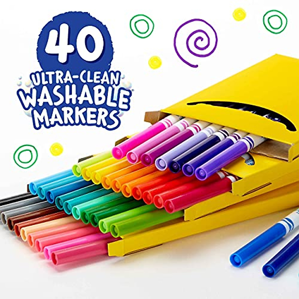 Crayola Ultra Clean Fine Line Washable Markers, Kids Markers For School, Back To School Gifts, 40 Count