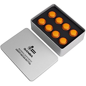 qanba Gravity KS Mechanical Arcade Buttons 30mm Snap-In Mechanical Pushbutton (Boxed (Clear Orange D11(8 pcs))