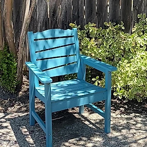 Weatherproof Patio Chair, Poly Lumber Outdoor Patio Chairs with Ergonomic Curved Seat, 400lbs Capacity Outdoor Dining Chairs for Garden, Porch, Lawn & Backyard, Black