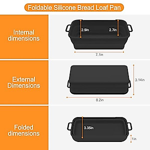 Silicone Bread Loaf Pan, 2 Pack Loaf Pans for Baking Bread, Non-Stick Silicone Baking Mold Easy Release for Homemade Breads, Cakes, Quiche Omelets, Meatloaf, etc. -8.2” X 3.3” X 2.7” (Black+Black)
