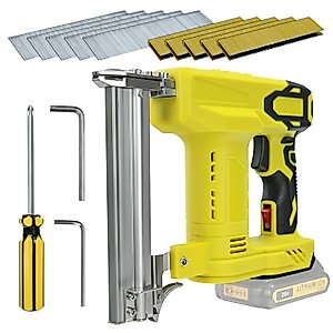 Cordless 18 Gauge Nailer Gun for DeWalt 20V Max Battery, 18 GA 2 in 1 Brad Nailer/Staple Gun with Pack of Nails and Staples Nail Gun for Home Improvement & Woodworking(No Battery)