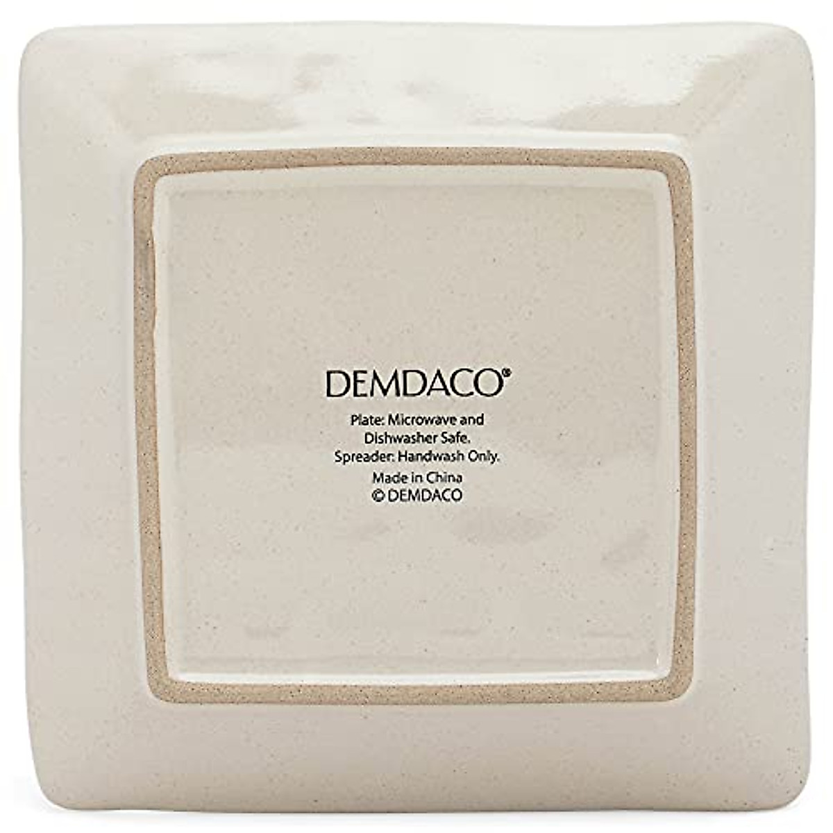 Demdaco Explore New Horizons Sandy Brown 6 x 6 Stoneware Decorative Serving Plate with Spreader