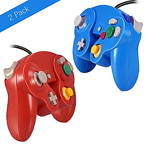 VOYEE GC Controller - 2 Pack Classic Wired Controllers Gamepad Replacement for Nintendo Wii Gamecube (Blue & Red)