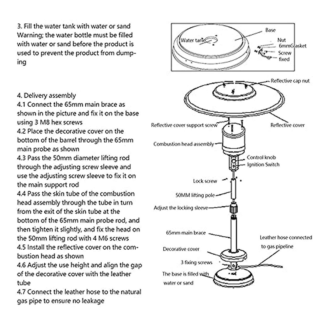 Natural Gas Patio Heater Adjustable Height (55in-78in), 12ft Hose Included, Passed CE CSA Certification, It’s Really Too Cold To Sit Outside In The Spring And Autumn,Its Heat Output Will Get Very Warm