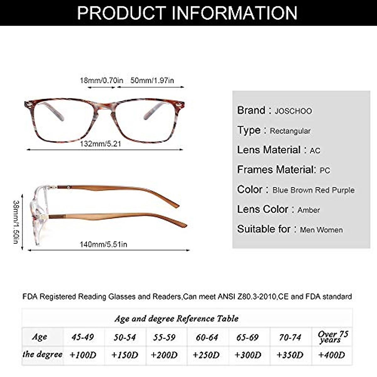 JOSCHOO Computer Reading Glasses Blue Light Blocking Readers Men and Women Glasses of Reading (Brown Stripe, 0.0)