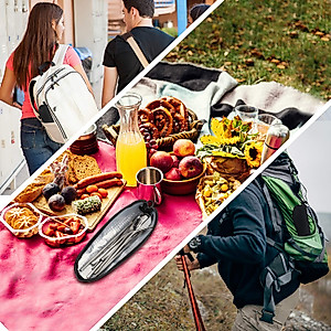 Travel Utensil Sets Carrying Case Portable Cutlery Set Pouch Reusable Silverware Set Bag Stainless Steel Straws Pouch Chopsticks Knife Fork and Spoon Holder for Office Bento Lunch Box, Black, Aosbos