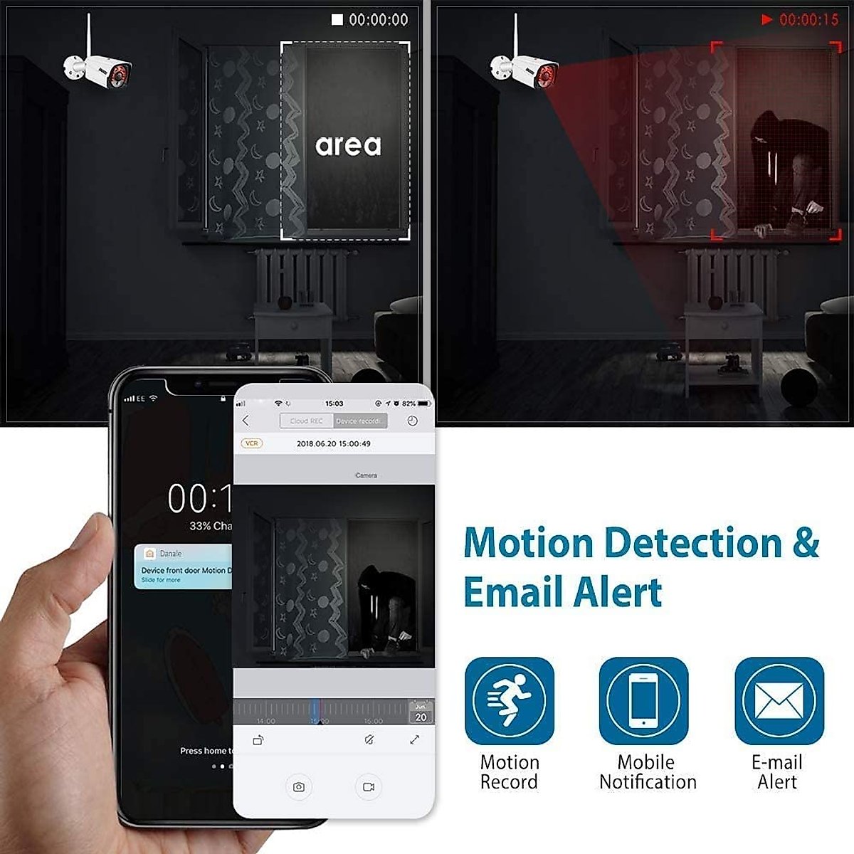 Eversecu 4CH Smart Wireless Security Camera System 4pcs 2K 3MP Outdoor Cameras & DVR Kit Support Face Capture/Record&Playback, Line Crossing/Intrusion Detection, Smartphone PC Remote View