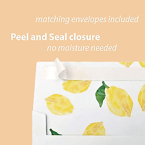 Gooji 4x6 Lemon Thank You Cards (Bulk 36-Pack) Matching Peel-and-Seal White Envelopes Assorted Set Birthday Party, Bridal Shower, Baby Shower, Weddings, Graduation Blank Notes